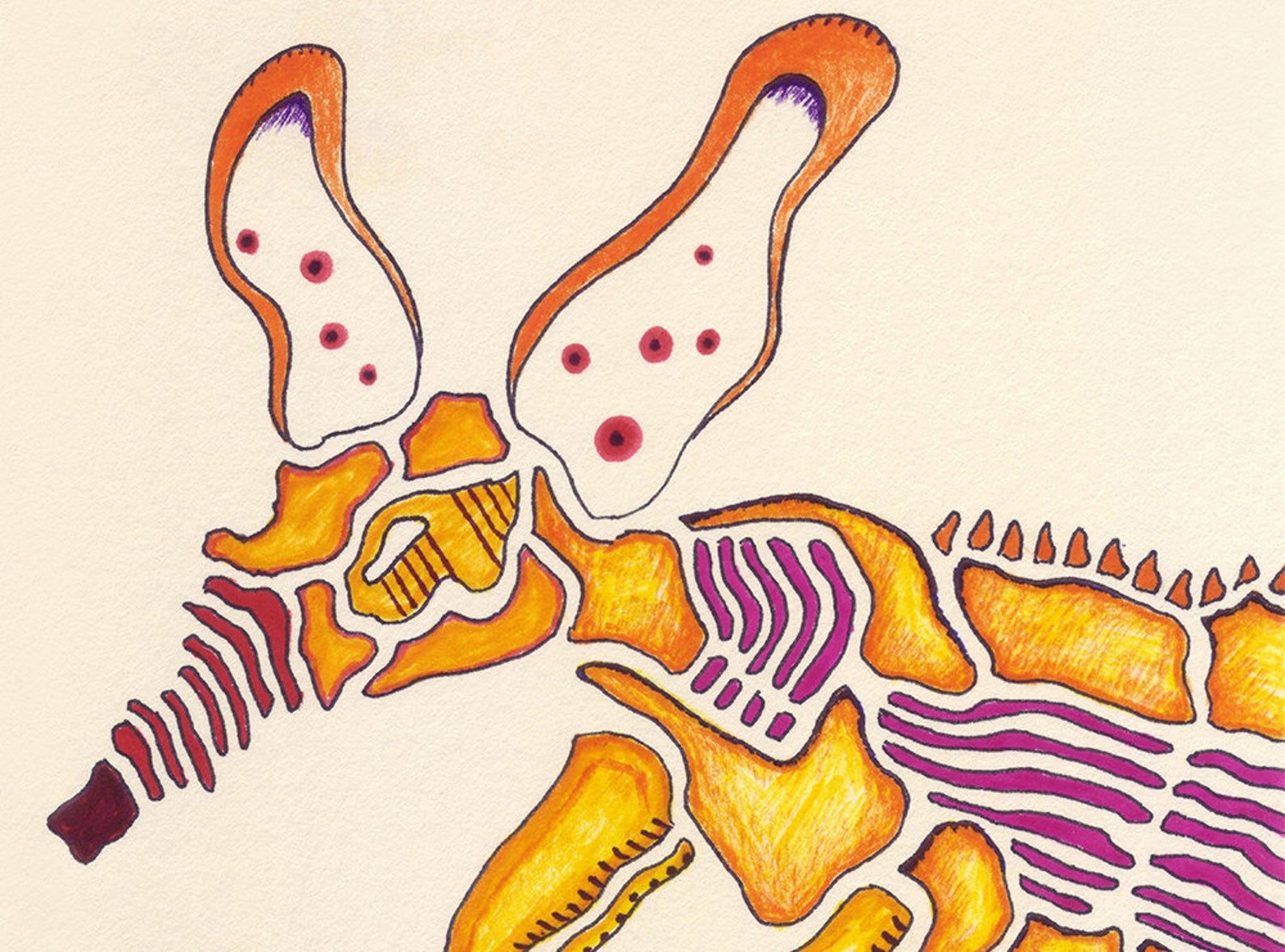 Poster Prehistoric Fox Psychedelic Funky Drawing of a - Etsy