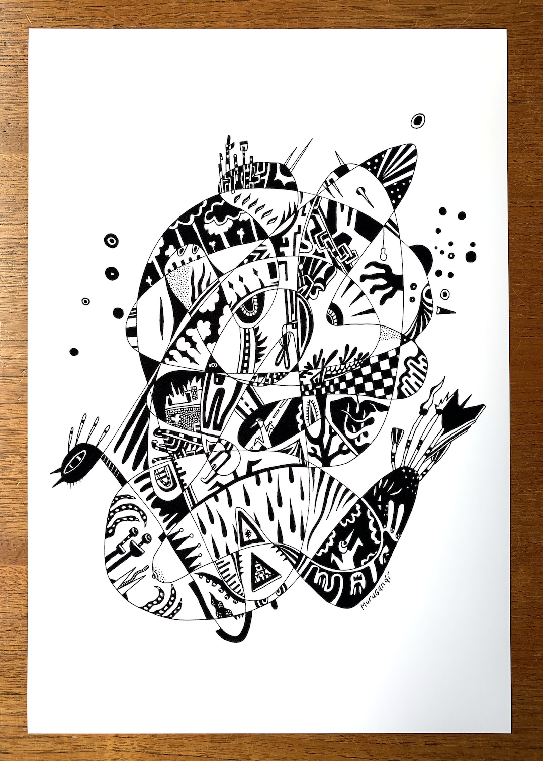 Poster Automatic Drawing Surrealist Automatism, Funky and Dreamy Black ...
