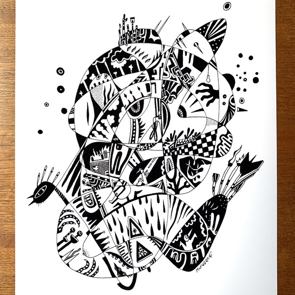 Funky Drawing - Etsy