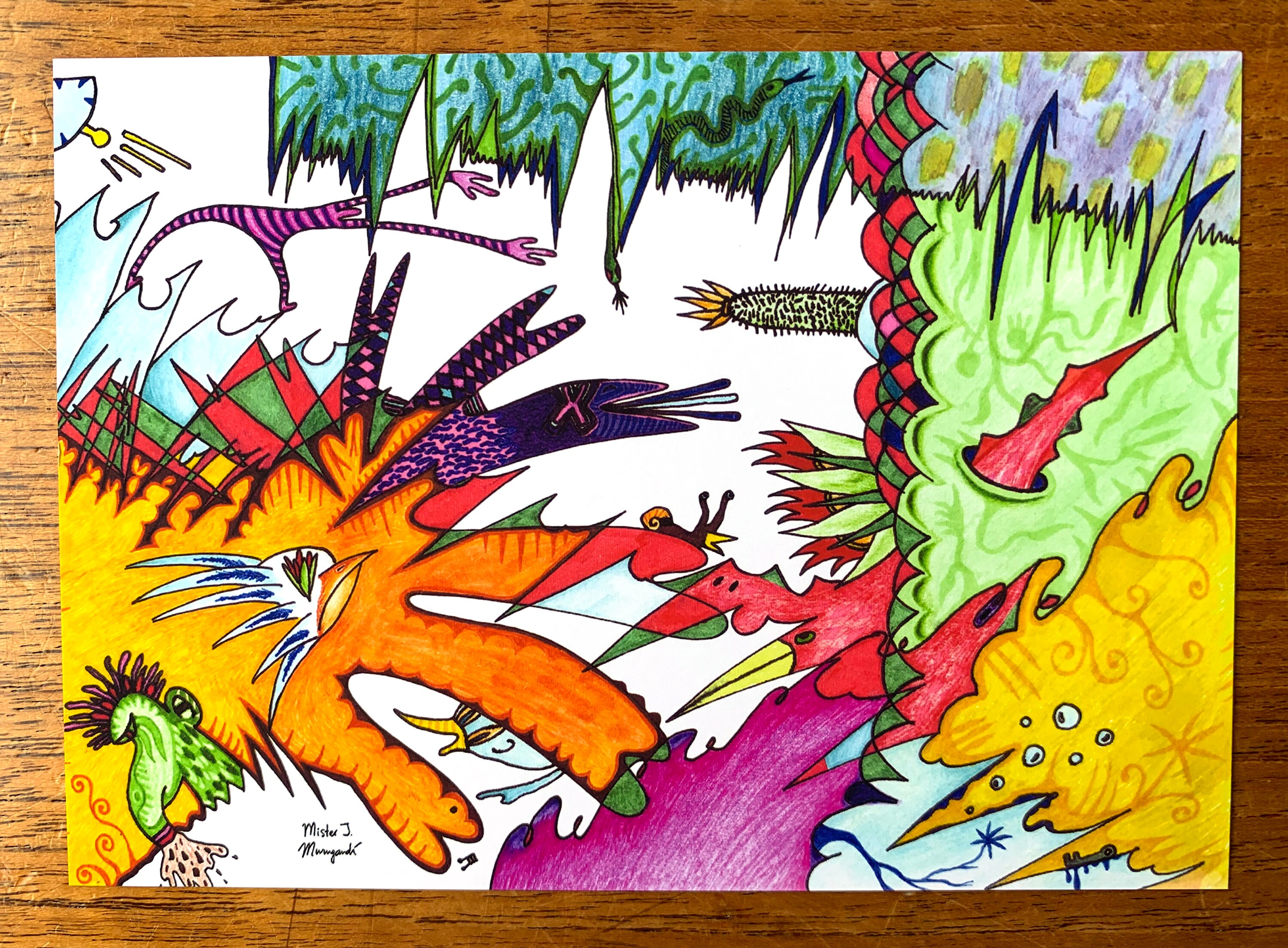 Postcard World of Wonder Surreal and Colorful Drawing With - Etsy