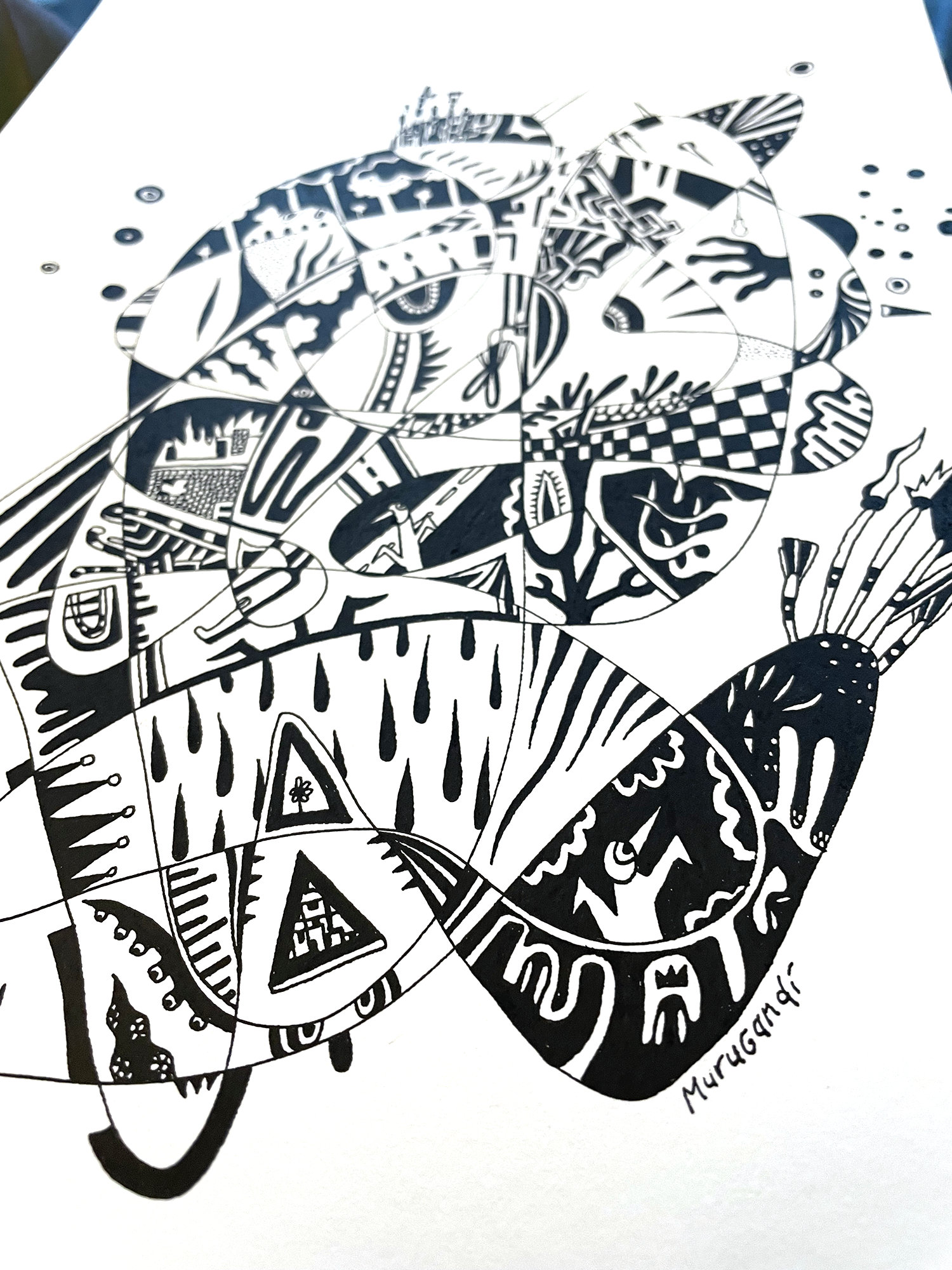 Automatic Drawing - Hand-drawn Original Artwork in B&W - Surrealist ...