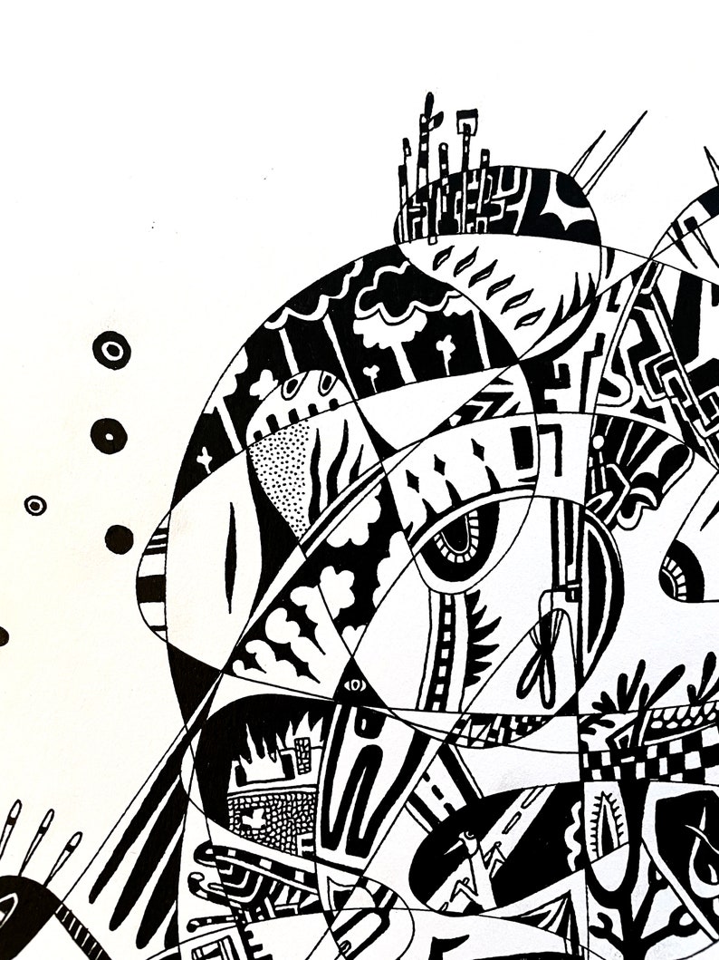 Automatic Drawing Hand-drawn Original Artwork in B&W Surrealist ...