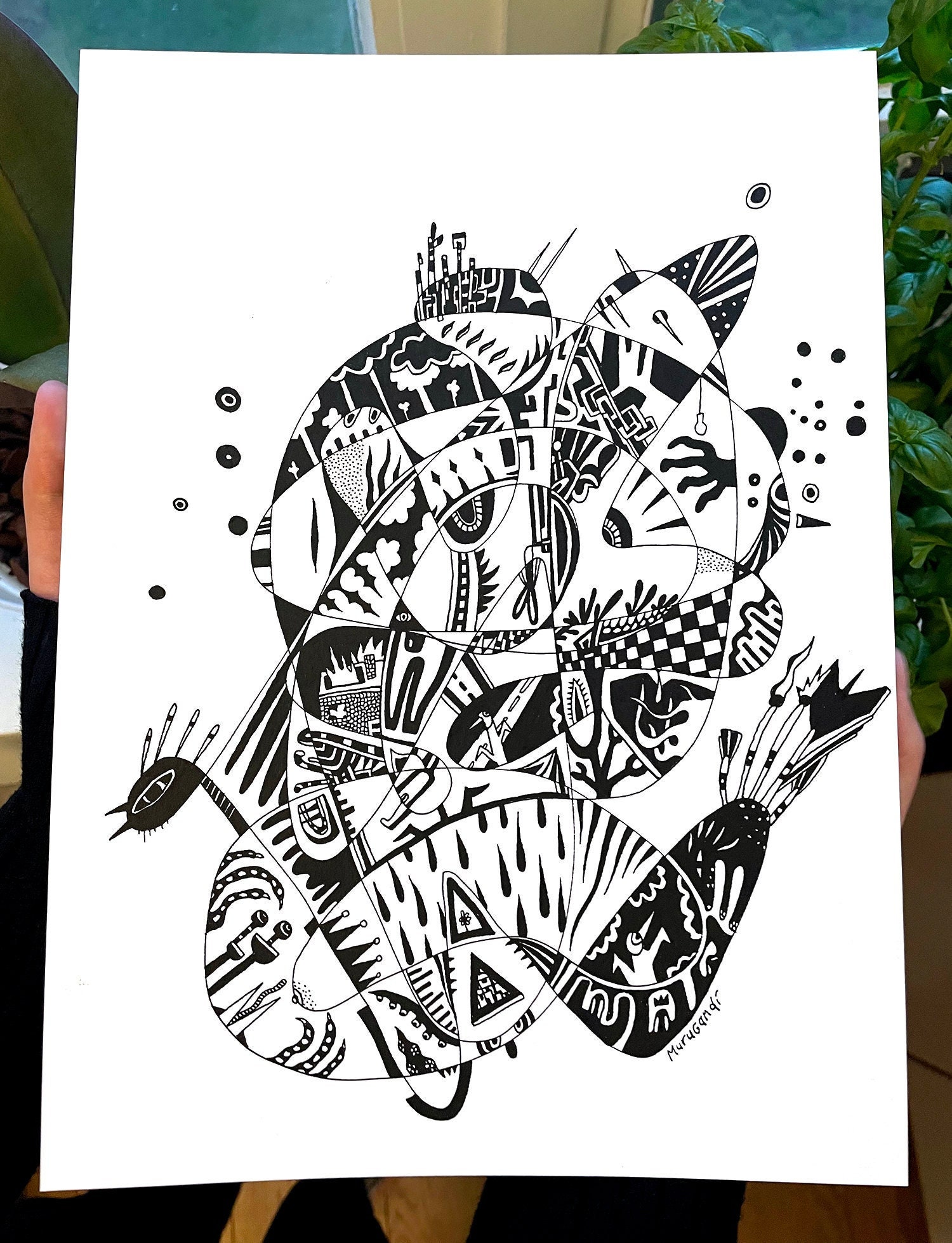 Automatic Drawing - Hand-drawn Original Artwork in B&W - Surrealist ...