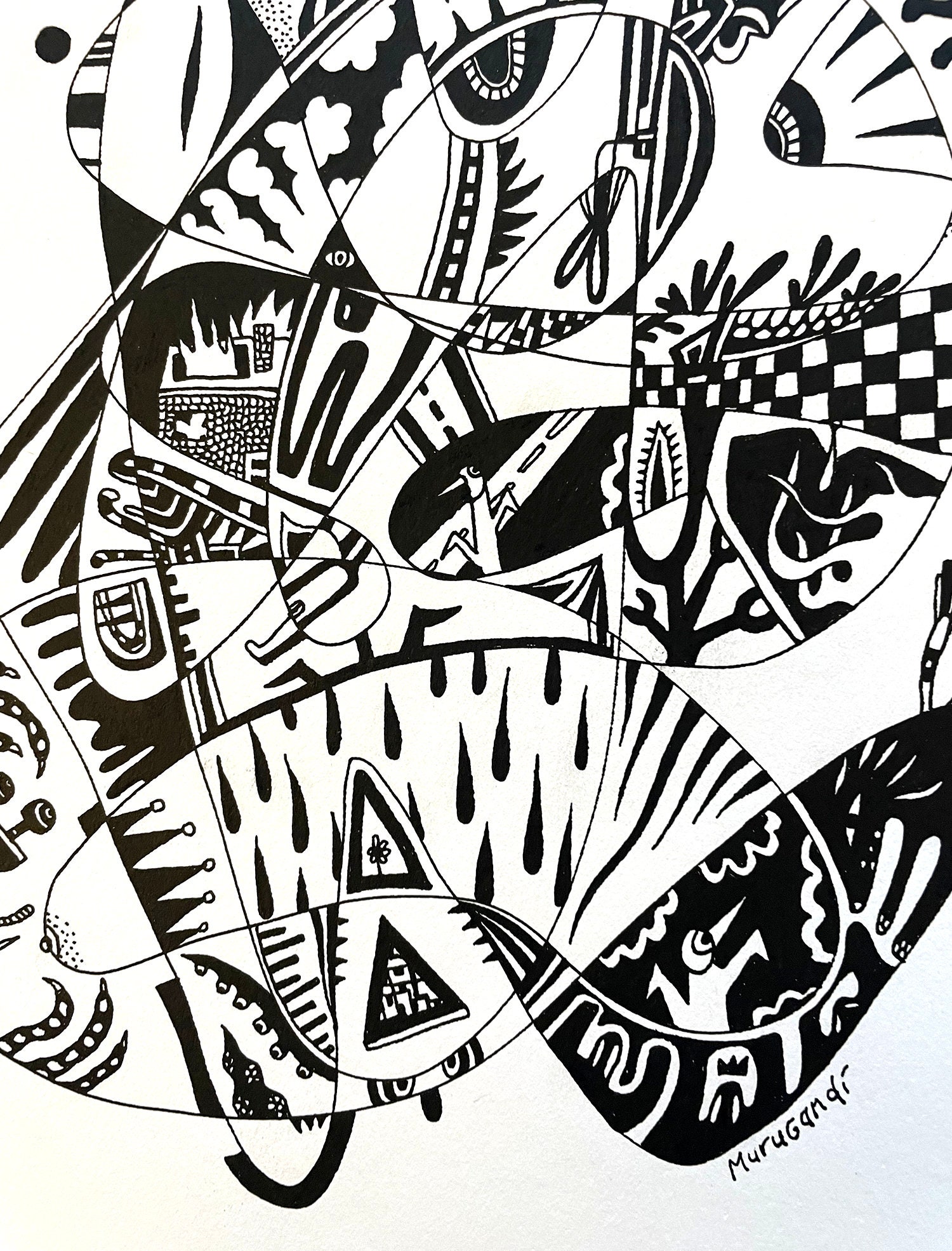 Automatic Drawing Hand-drawn Original Artwork in B&W Surrealist ...