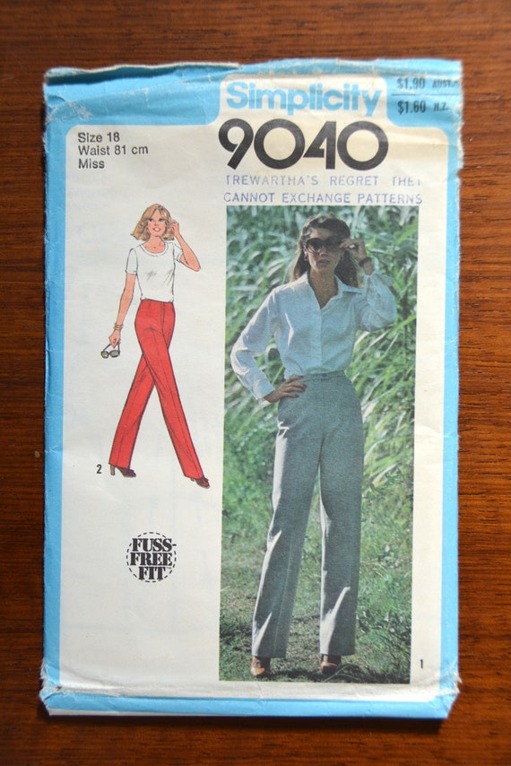 Simplicity Sewing Pattern 9040 Pants Size 18 Waist 81 Cm | Etsy