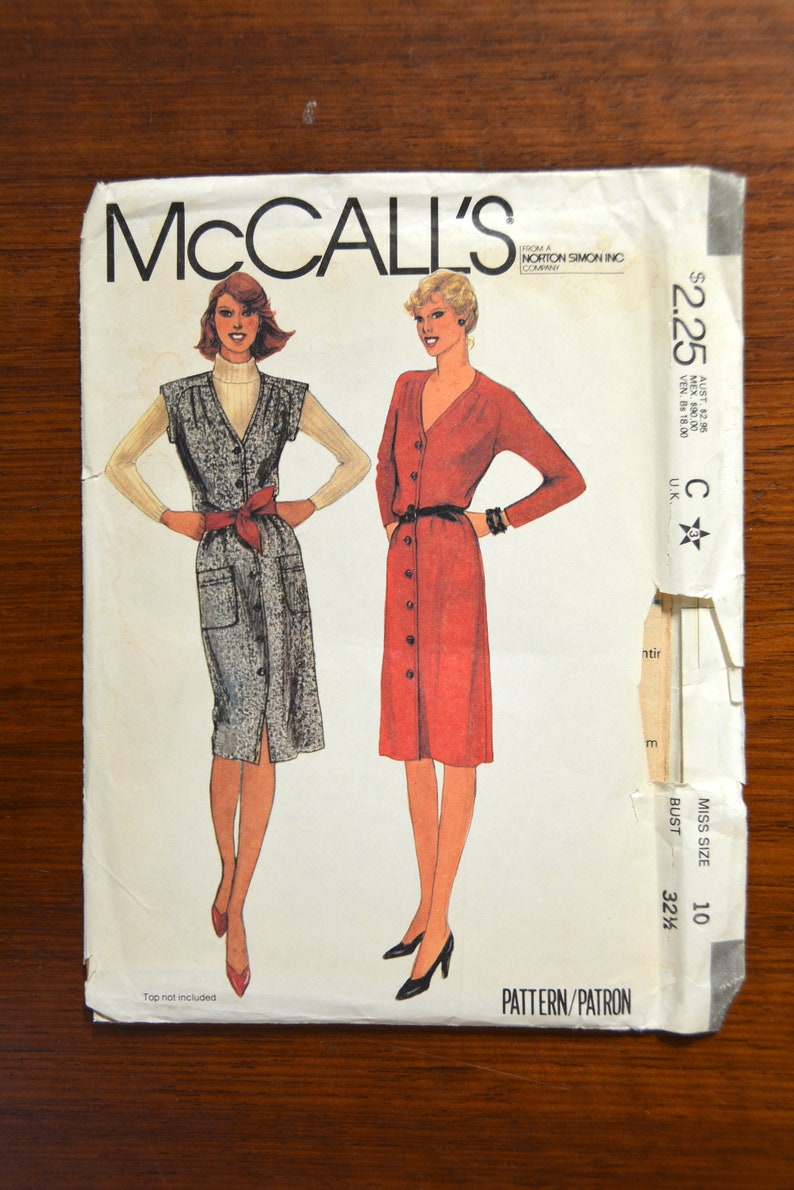 1980 Mccall's Sewing Pattern 7329 Dress or Jumper Size 10 - Etsy Australia