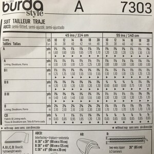BURDA Style Misses Suit Jacket Dress Skirt Sewing Pattern 7303 UC 10-20 ...