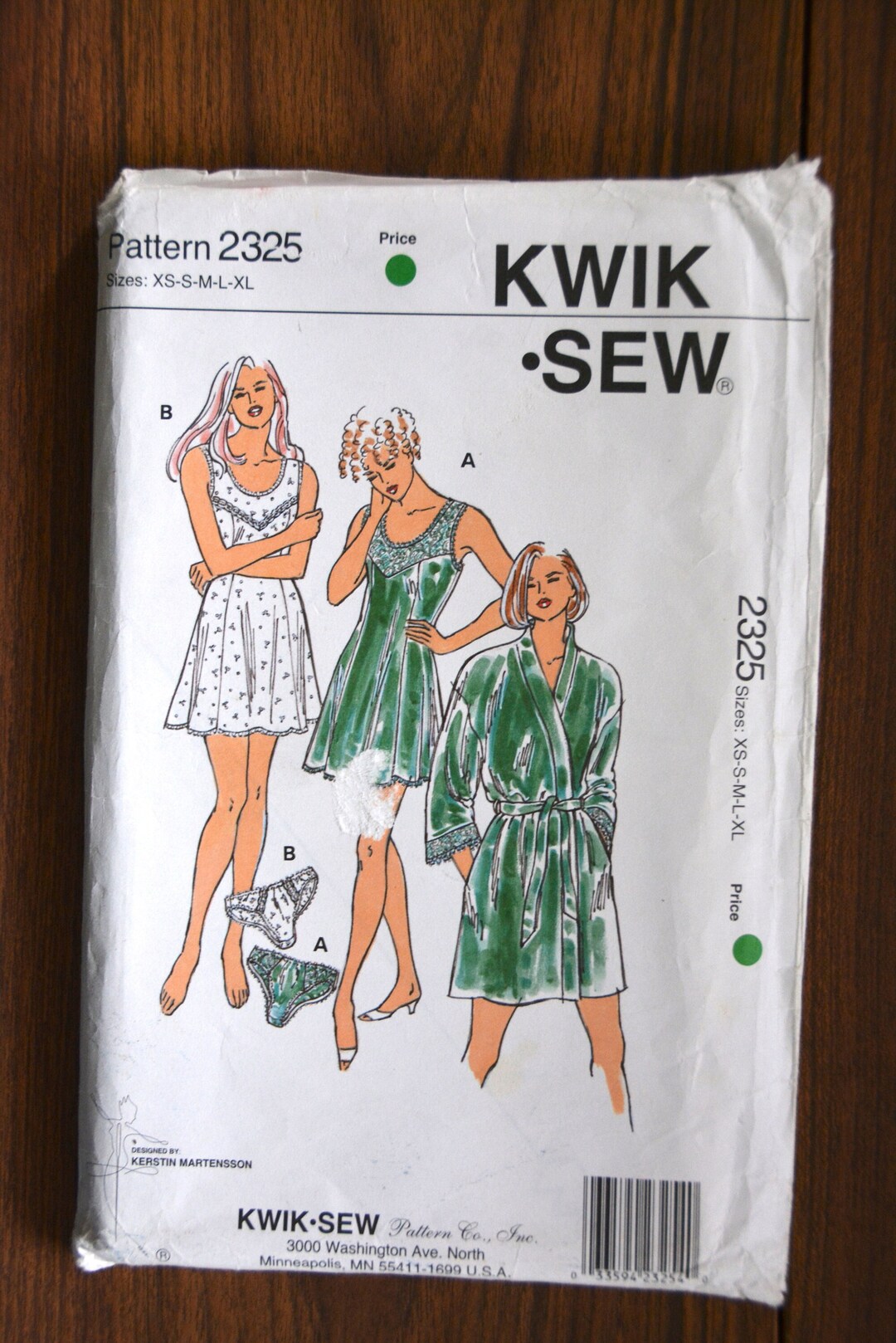 90s Kwik Sew Sewing Pattern 2325 Chemise, Robe, and Panties Size XS-S-M ...