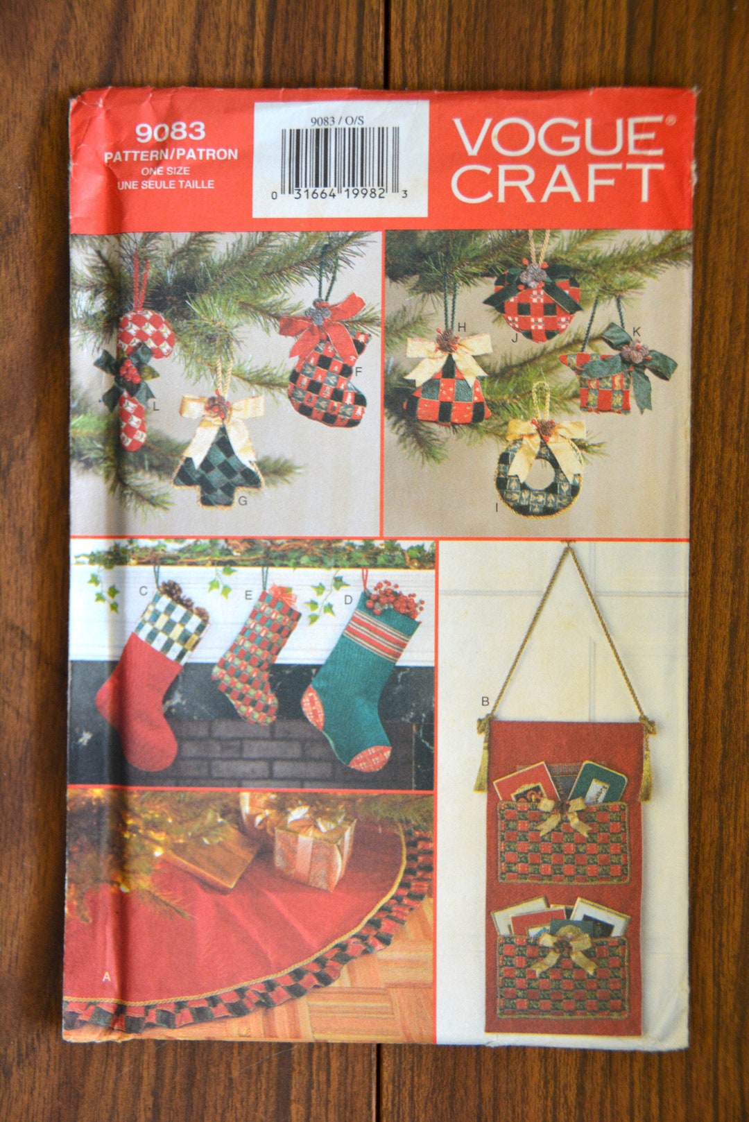 1994 Vogue Craft Sewing Pattern 9083 Christmas Stockings and Tree and ...