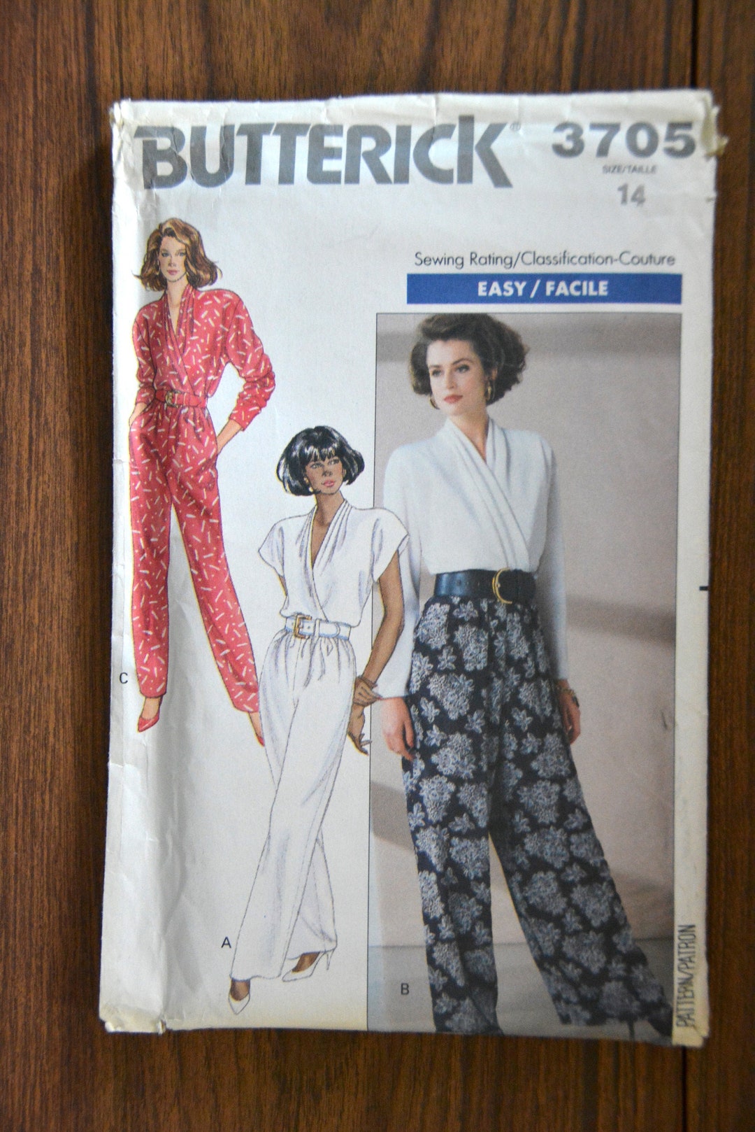 80s Butterick Couture Pattern 3705 Taille 14 Combinaison - Etsy France