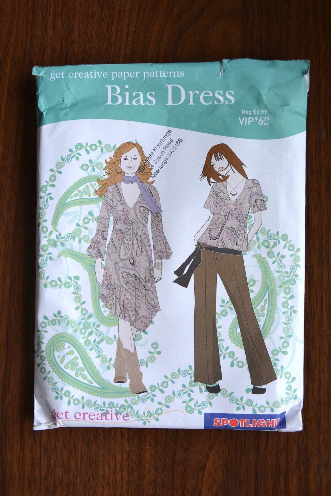 Get Creative Paper Patterns Bias Dress Sewing Pattern Size 8-10-12-14 ...