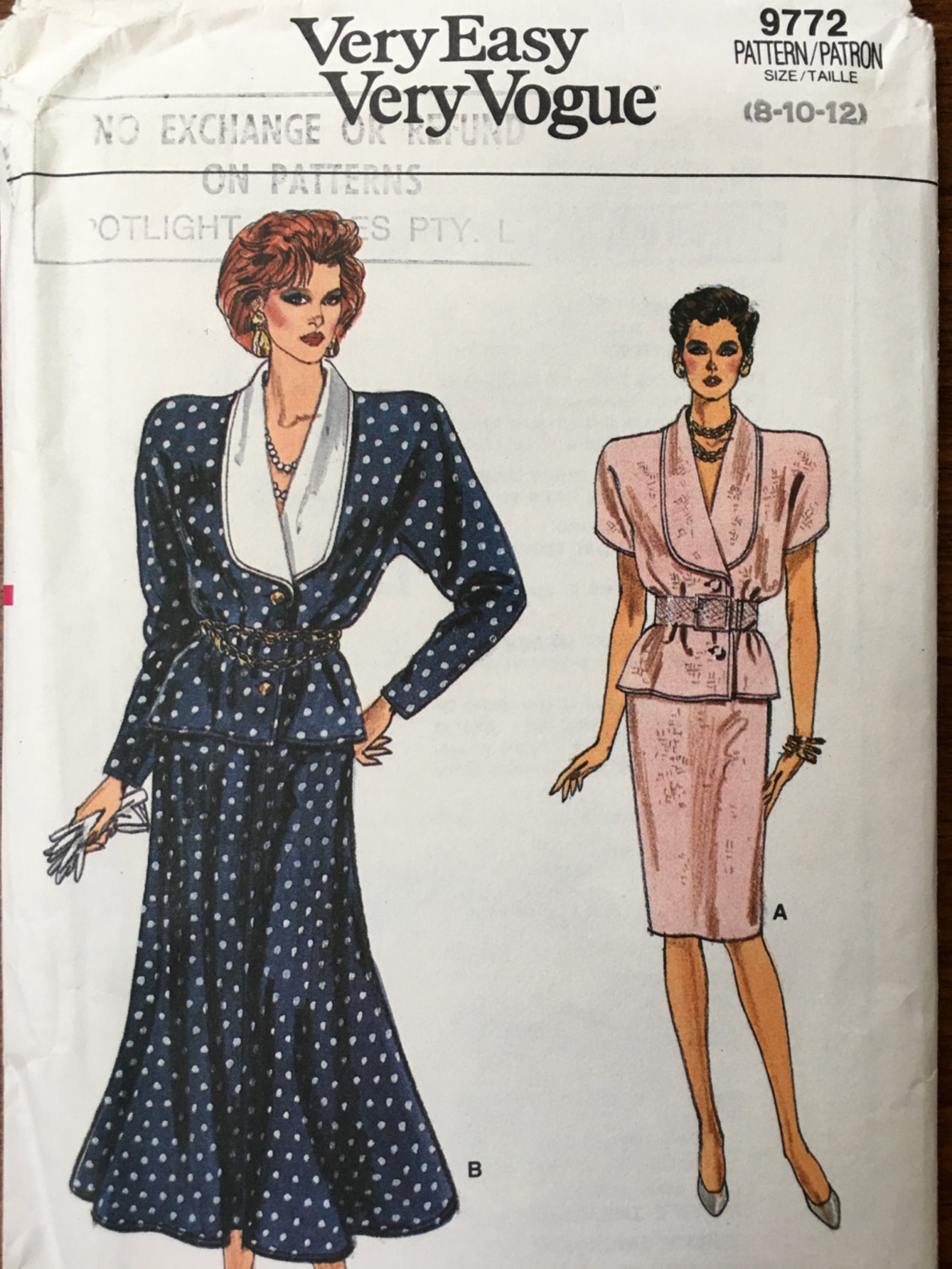 80s Vogue VOGUE 9772'86misses Top & Straight or Flared - Etsy Australia