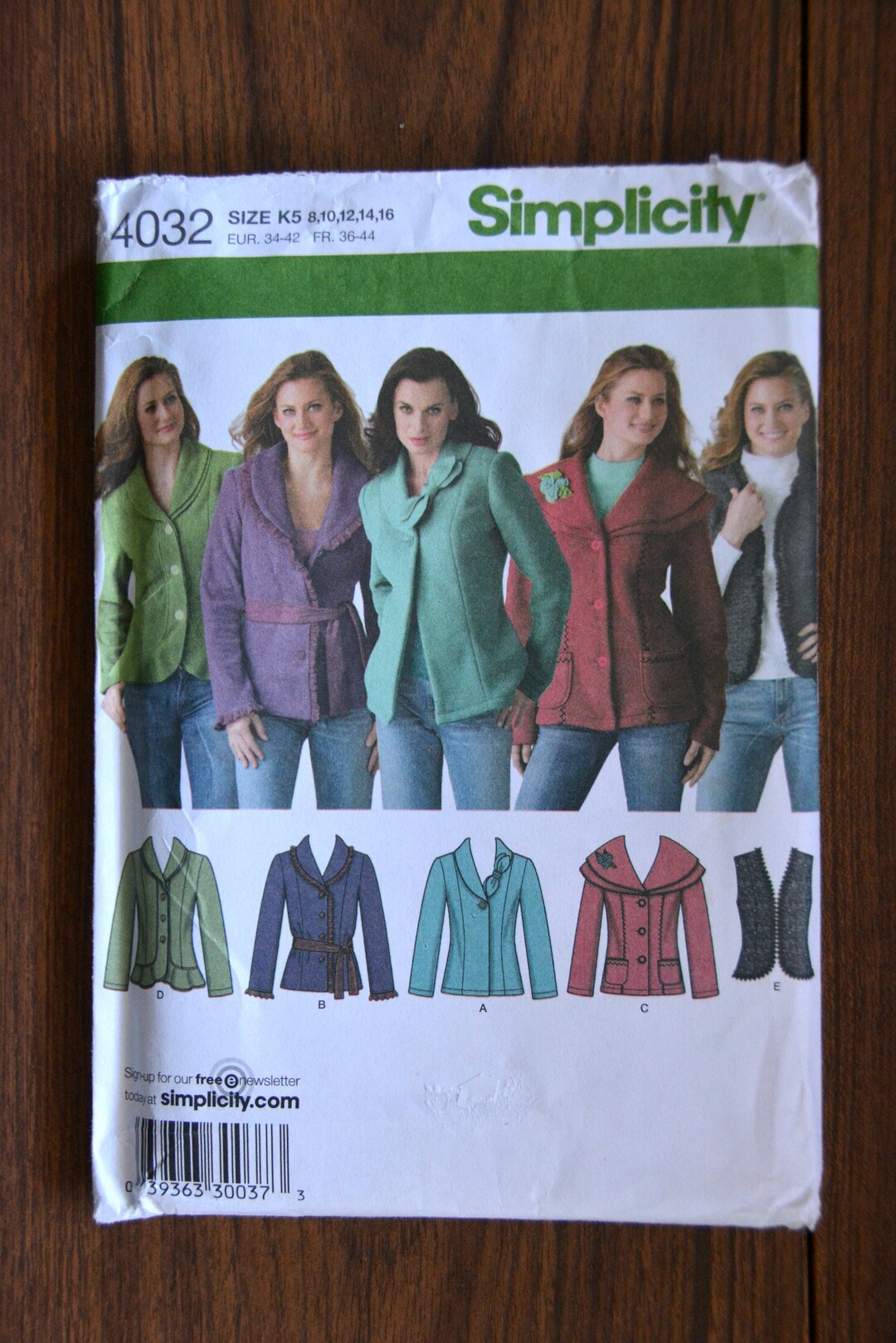 Simplicity Sewing Pattern 4032 Jackets and Vest Size 8-10-12-14-16 - Etsy