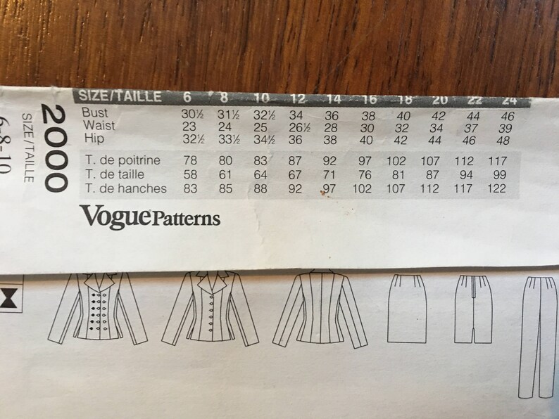 Vogue American Designer Original Pattern #2000 Bill Blass Uncut Sz 6-8 ...