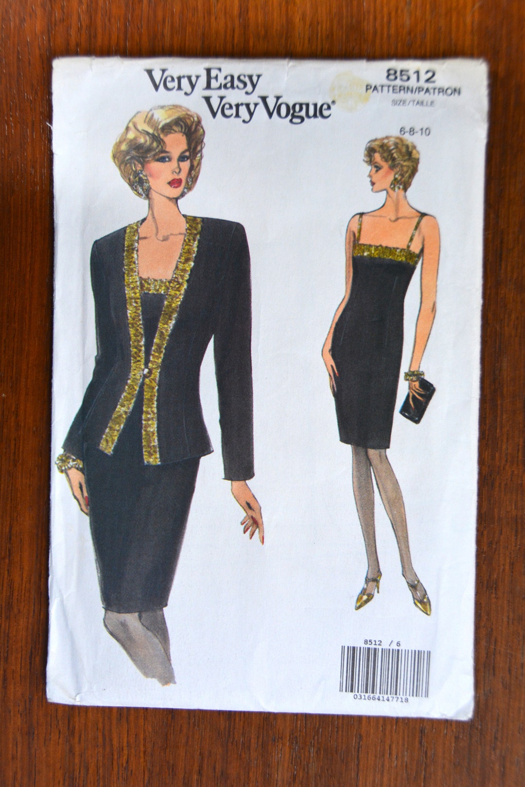 Very Easy Very Vogue Sewing Pattern 8512 Jacket and Dress Size 6-8-10 ...