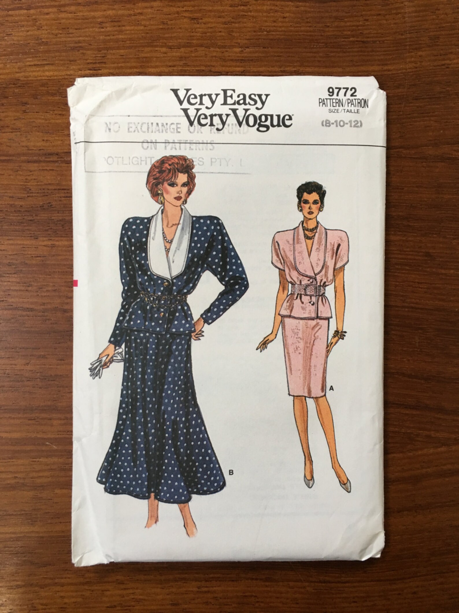 80s Vogue VOGUE 9772'86misses Top & Straight or Flared - Etsy Australia