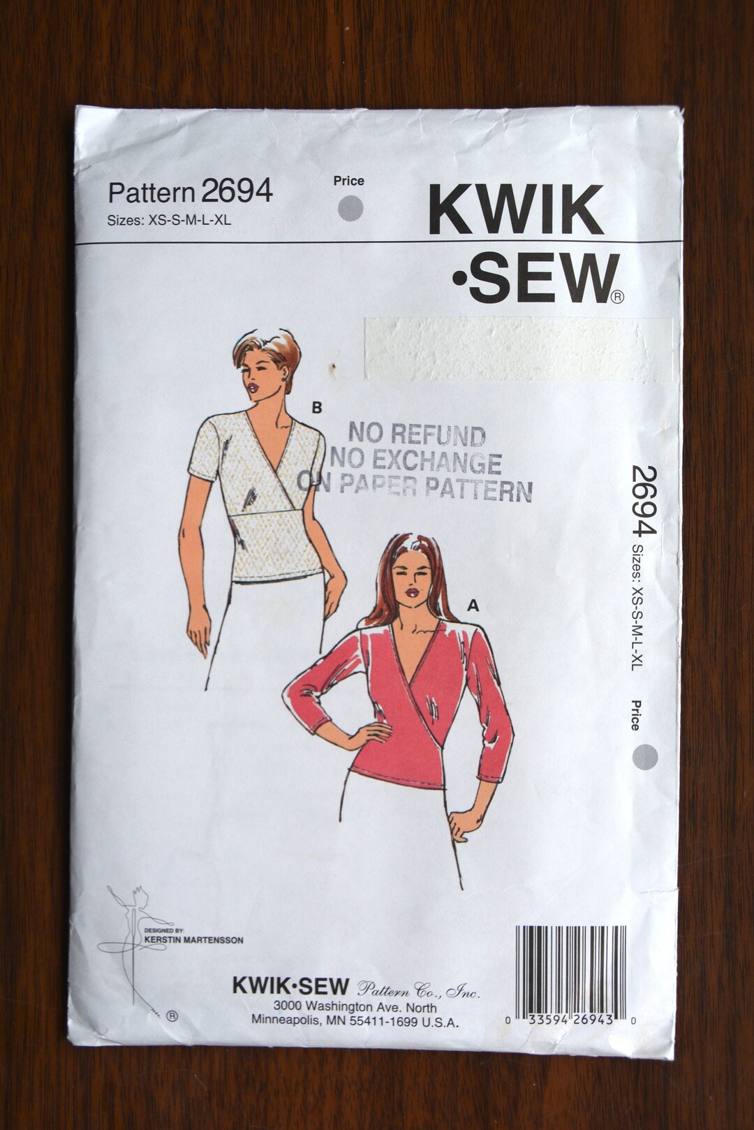 90s Kwik Sew Sewing Pattern 2694 Tops Size XS-S-M-L-XL - Etsy