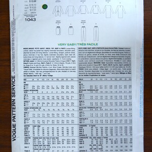 Vogue Sewing Pattern 1043 Jacket, Dress, Top, Skirt and Pants Size 8-10 ...
