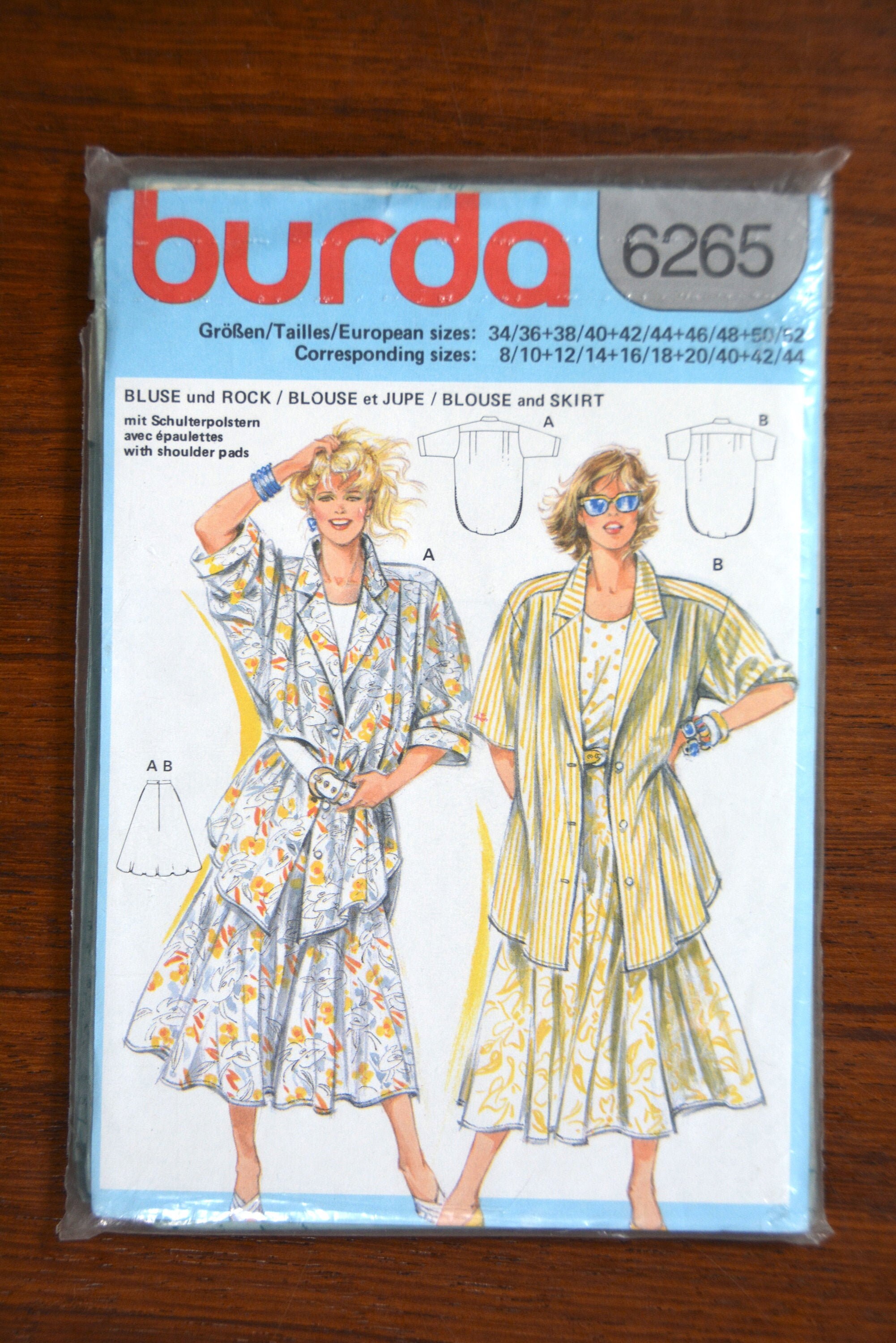 Burda Sewing Pattern 6265 Blouse and Skirt Size 34-52 - Etsy