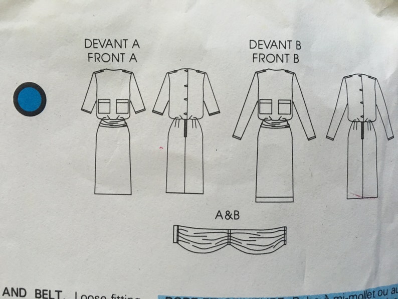 Straight Line Dress and Sash Belt Pattern UNCUT Vintage Womens | Etsy