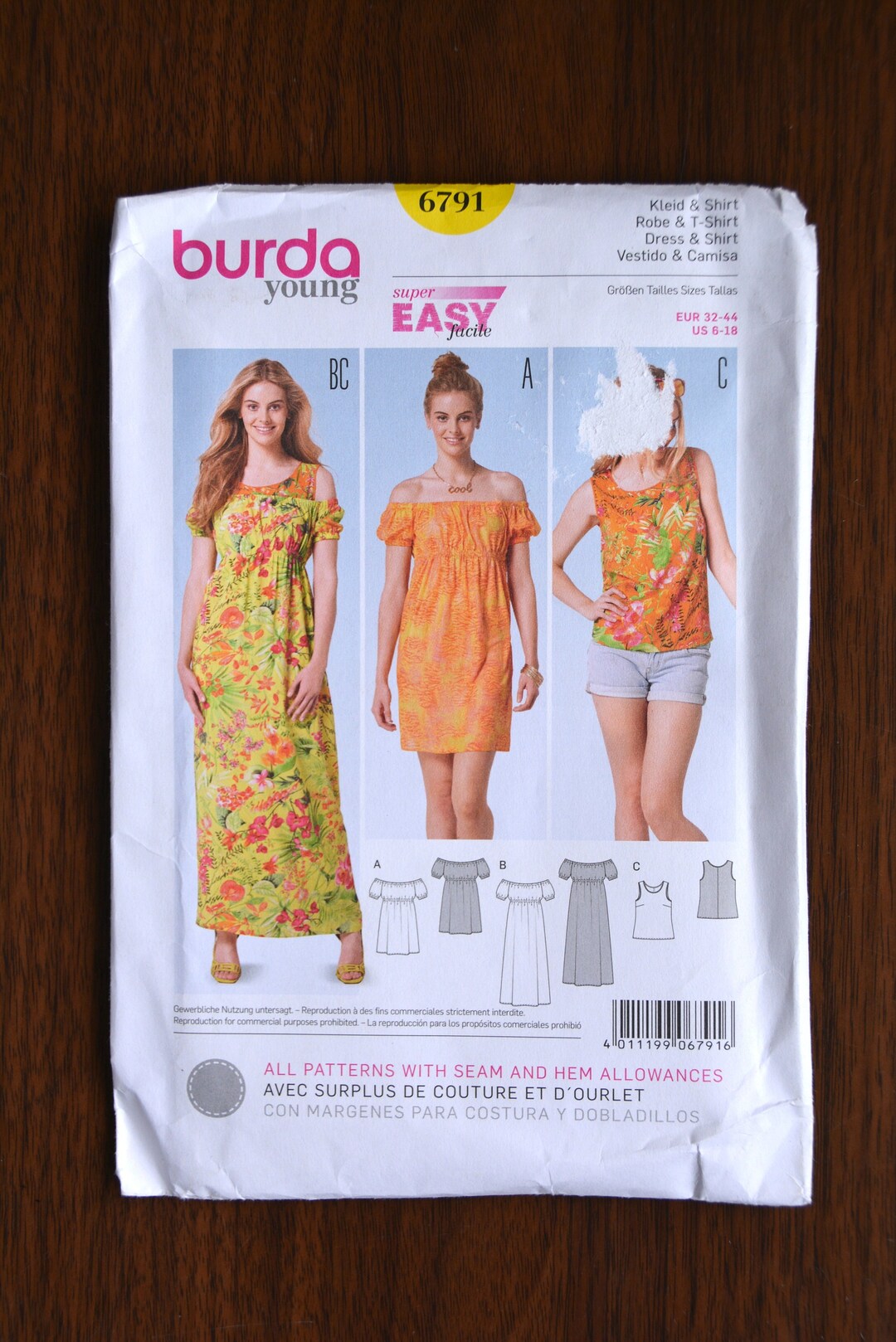 Burda Young Sewing Pattern 6791 Dress & Shirt Size 6-8-10-12-14-16-18 ...