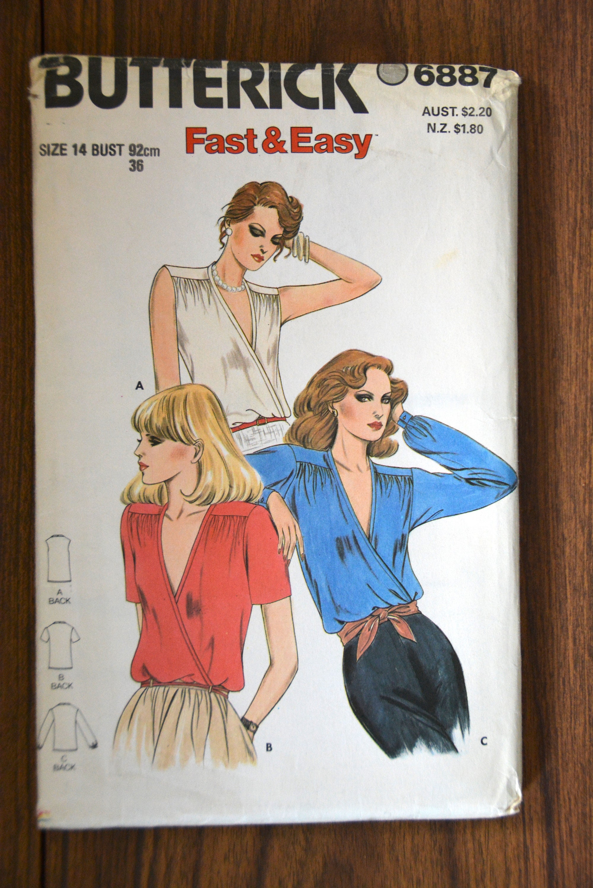 Vintage Butterick Sewing Pattern 6887 Blouse Size 14 Bust 92cm - Etsy