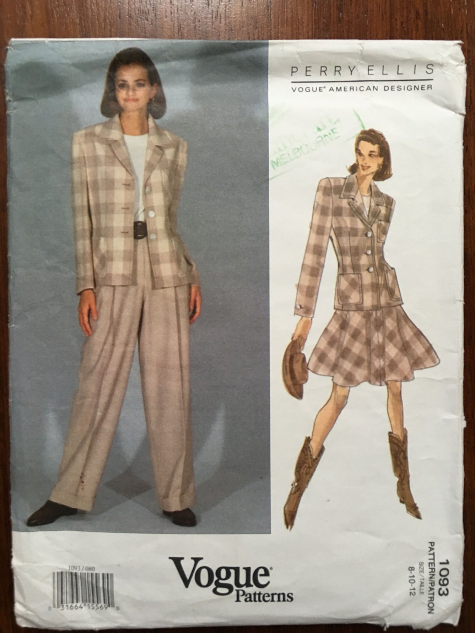 1990s Perry Ellis Sewing Pattern Vogue 1093 Vogue American - Etsy Australia