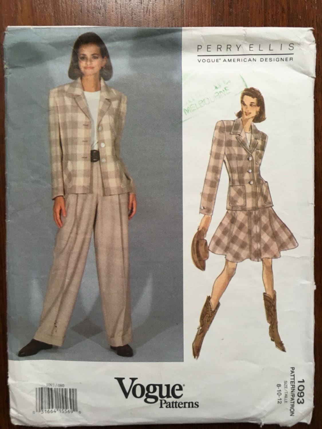 1990s Perry Ellis Sewing Pattern Vogue 1093 Vogue American - Etsy Australia