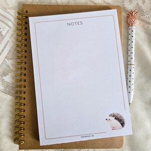 Hedgehog Notepad Gift for Her Animals Cute Stationery 5x7 Notepad ...