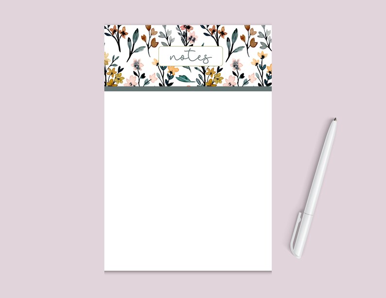 Watercolor Floral Notepad Cute Notepad Script Notes 4x6, 5x7 - Etsy