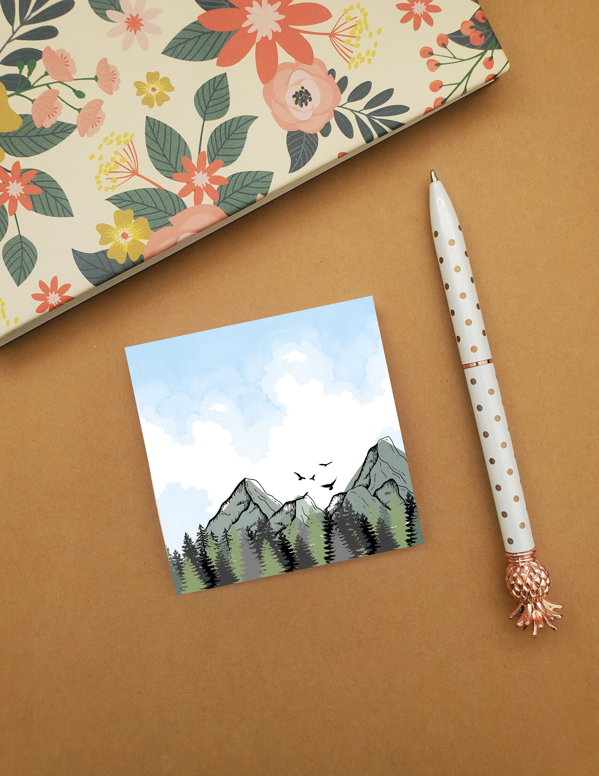 Sticky Notes Mountain Sky Cute Sticky Notes Sticky Memo Pad Nature ...