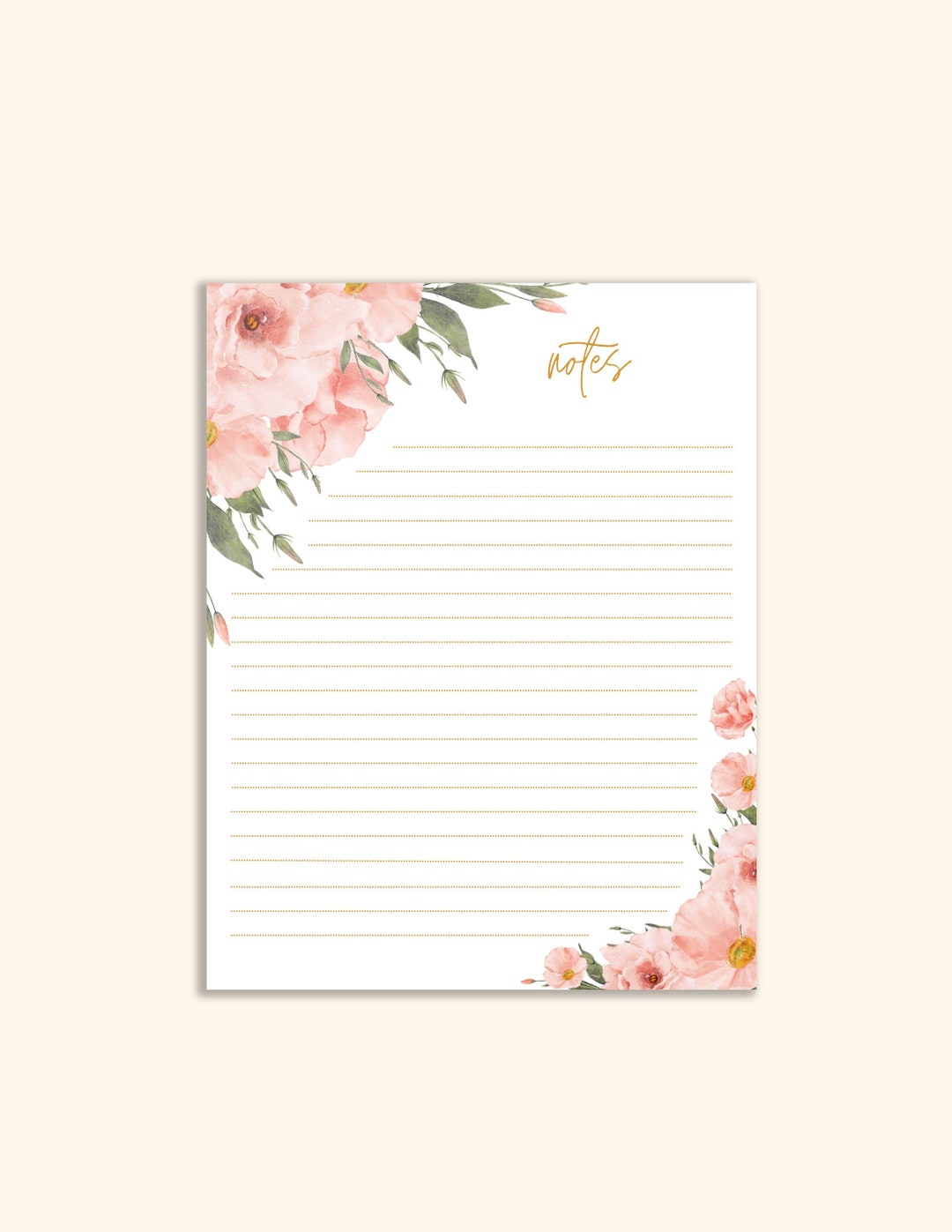 Floral Notepad 4.25 X 5.5 - Lined Notepad - Narrow Ruled - Office ...