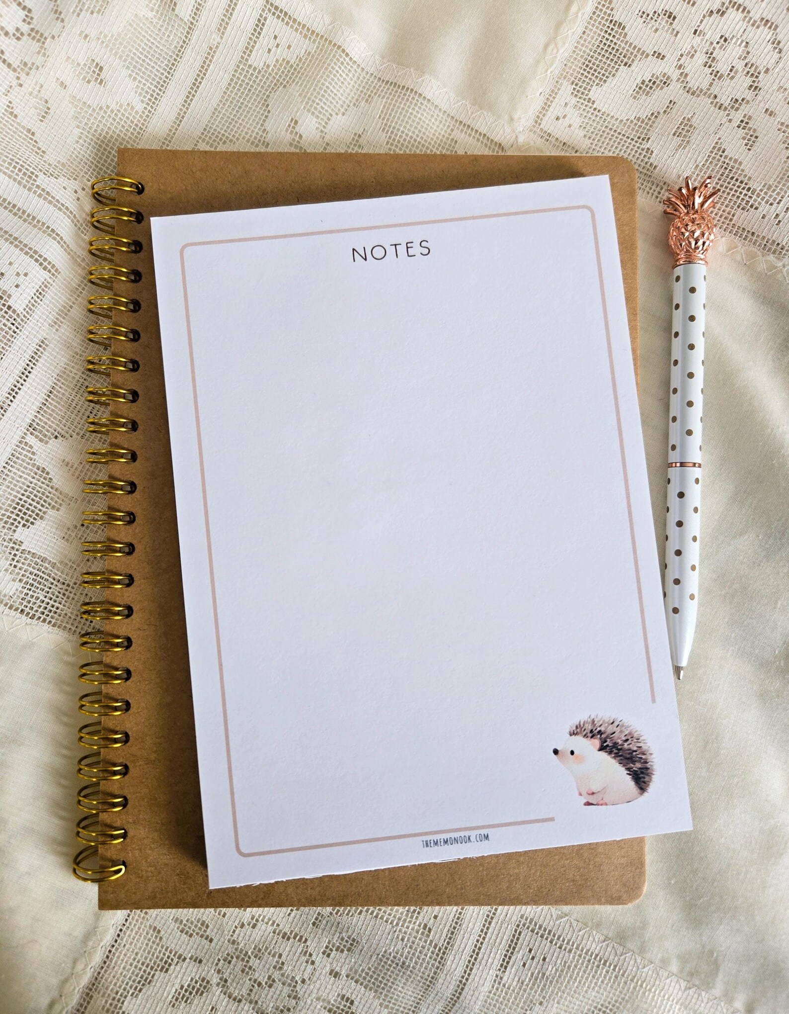 Hedgehog Notepad Gift for Her Animals Cute Stationery 5x7 Notepad ...