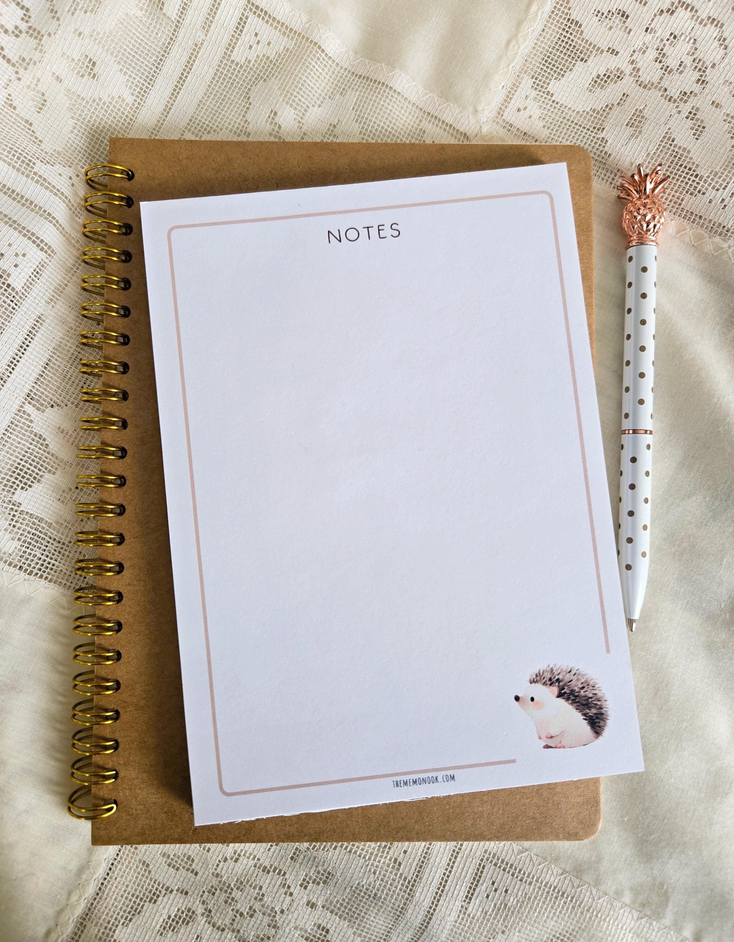 Hedgehog Notepad Gift for Her Animals Cute Stationery 5x7 Notepad ...
