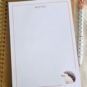 Hedgehog Notepad Gift for Her Animals Cute Stationery 5x7 Notepad ...