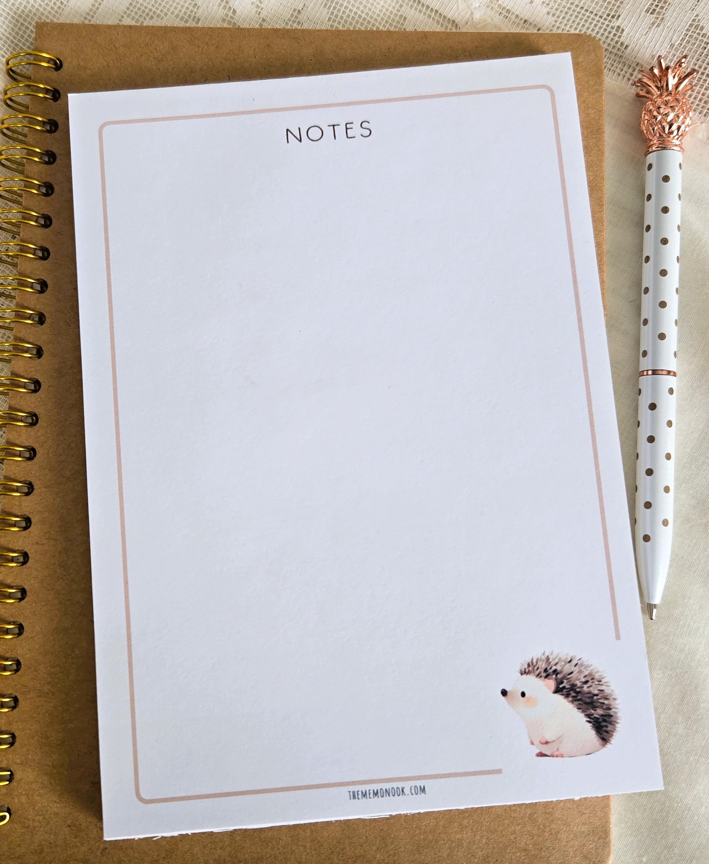 Hedgehog Notepad Gift for Her Animals Cute Stationery 5x7 Notepad ...