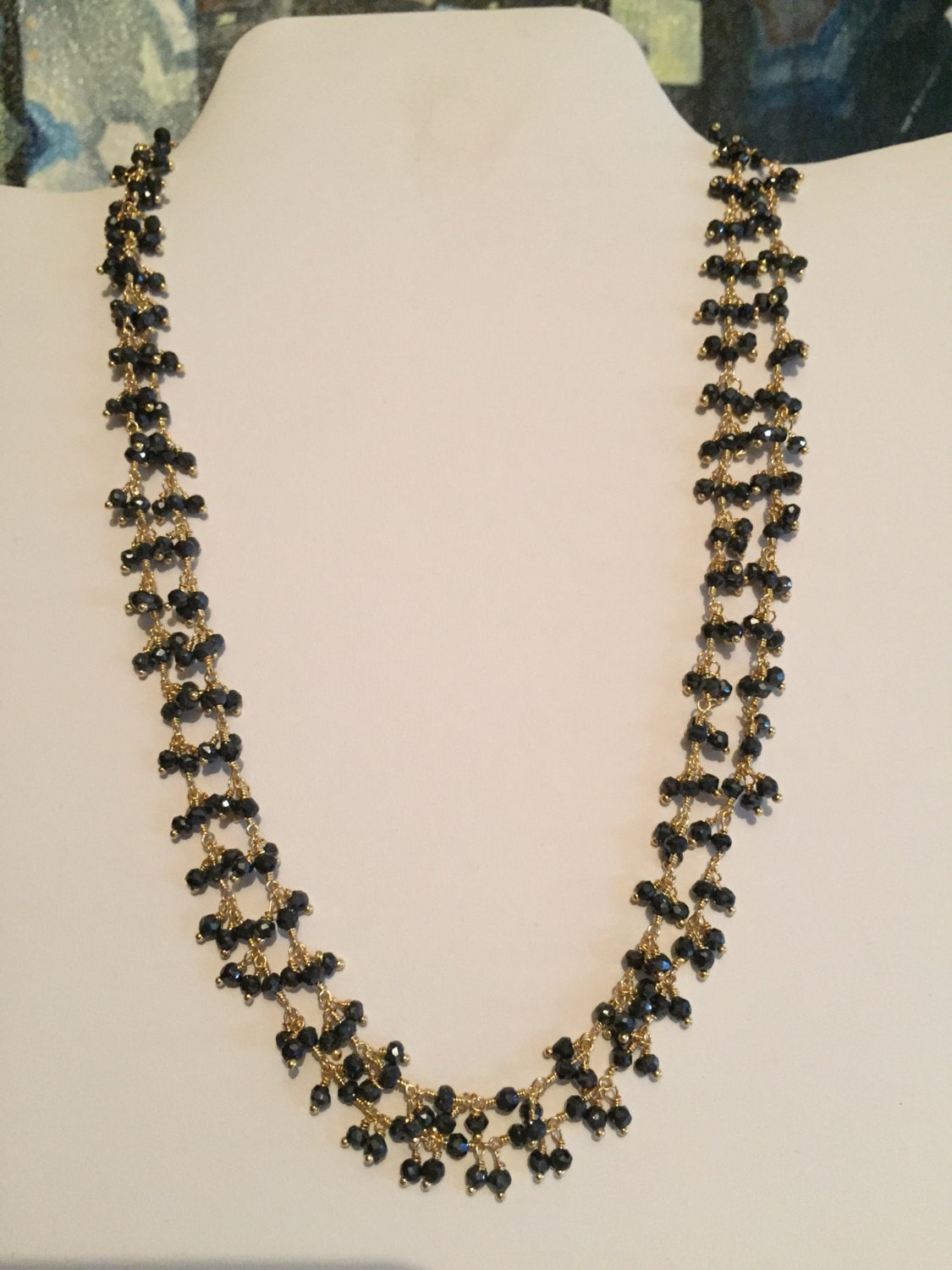Double Strand of Black Spinel Chain - Etsy