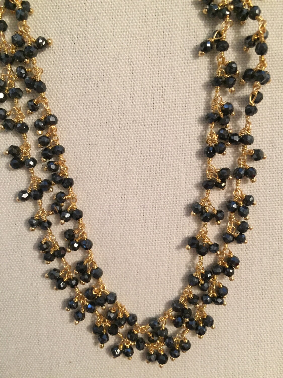 Double Strand of Black Spinel Chain - Etsy