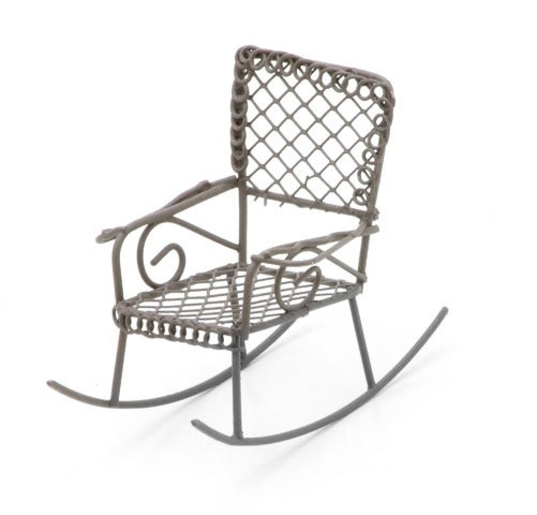 Miniature Rustic Metal Rocking Chair Fairy Garden, Dollhouse, Train ...
