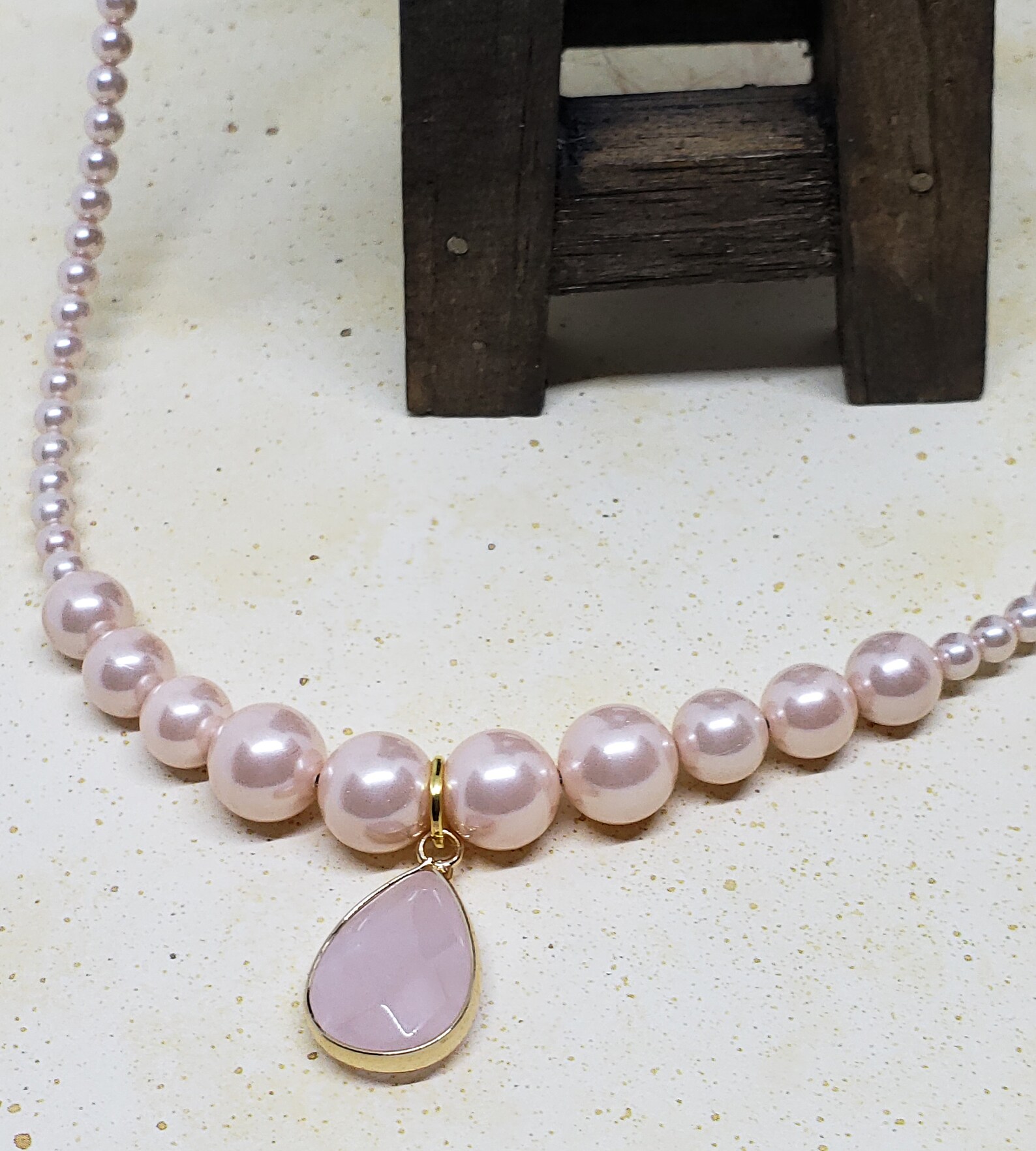 Pink Pearl Shell Pendant With Agate Slice Shell Choker Jewelry Bridal ...