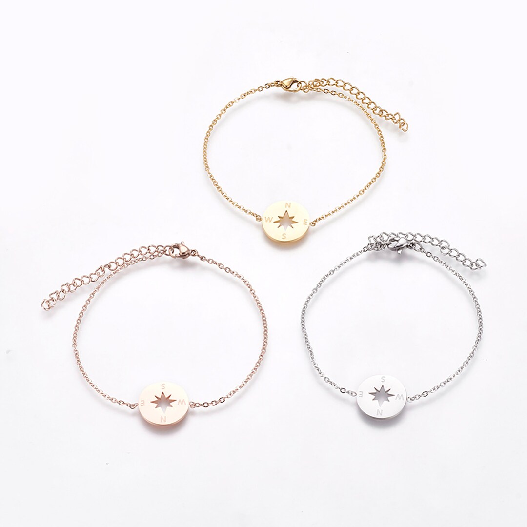 Compass Coordinate Bracelet for Her, Compass Bracelet Girlfriend Gift ...