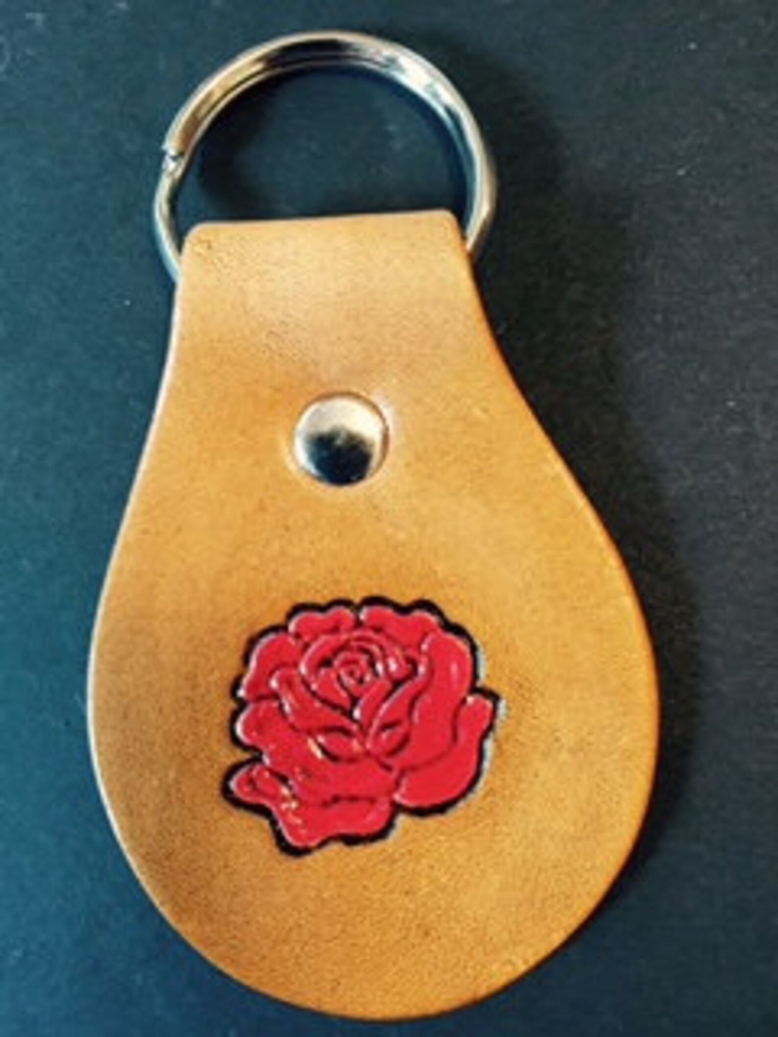 Leather Hand-tooled Keychain/key Fob With Rose - Etsy