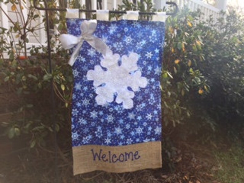 Winter Welcome Snowflake January Burlap Appliqued and - Etsy