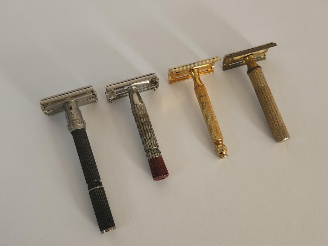 Vintage Gillete Safety Razor Collection Gold Tone Red End Black Beauty ...