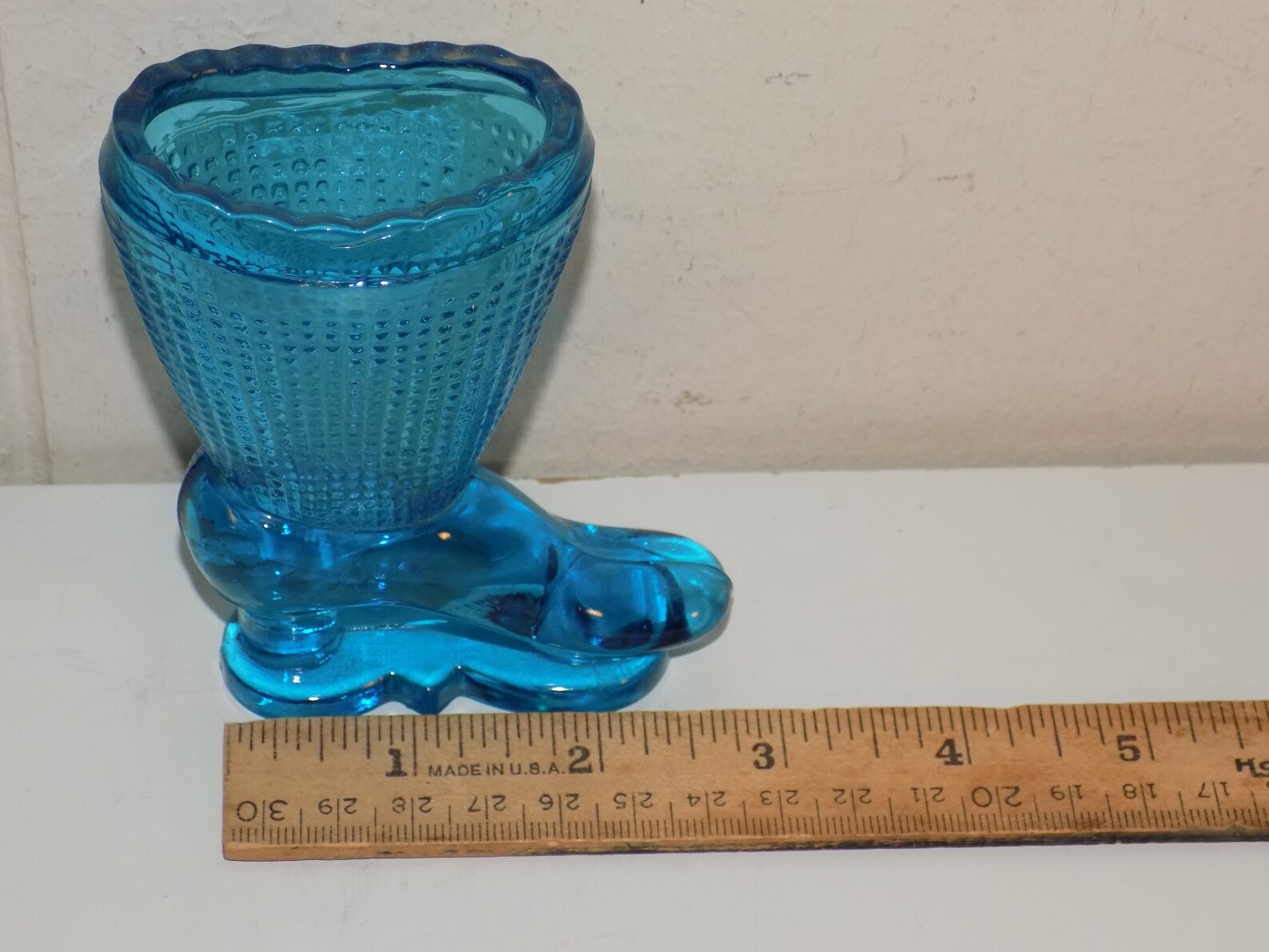 Vintage Blue Glass Boot Toothpick Holder Trinket | Etsy