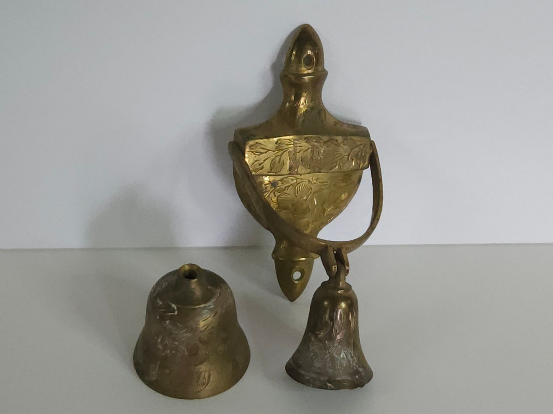 Vintage Etched Brass Bell Door Knocker India - Etsy