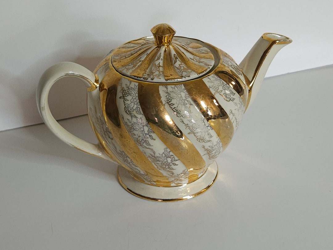 Vintage Sadler Teapot Gold Gilt Flowers - Etsy