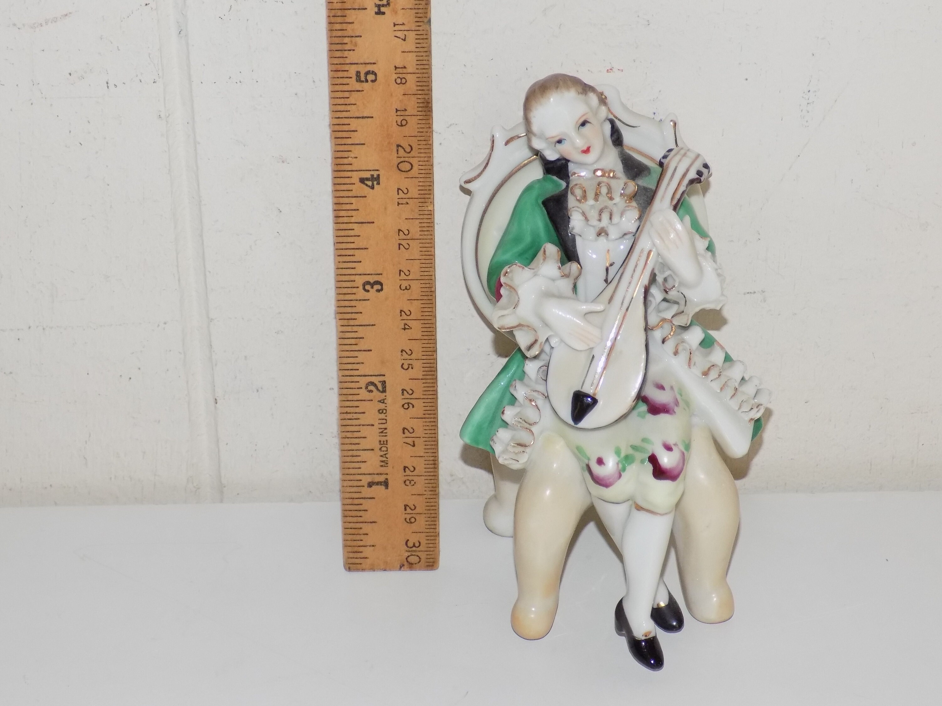 Vintage Porcelain Minstrel Musician Figurine Gold Victorian | Etsy