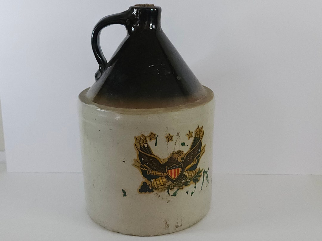 Vintage Stoneware Crock Whiskey Jug 3 Eagle Two Tone - Etsy