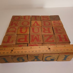 Vintage Wood Number Letter Building Blocks - Etsy